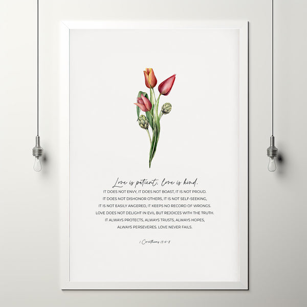 1 Corinthians 134-8 Poster Wedding Bible Verse Wall Art, Floral Christ ...