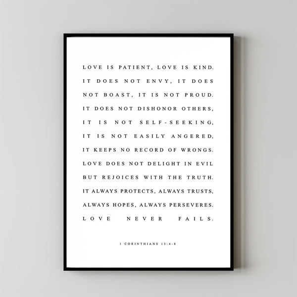 1 Corinthians 134-8, Love Is patient Love Never Fails, Bible Verse Wal ...