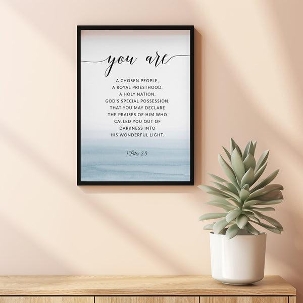 1 Peter 2:9 'You Are A Chosen People' Bible Verse Wall Art - Inspirati ...