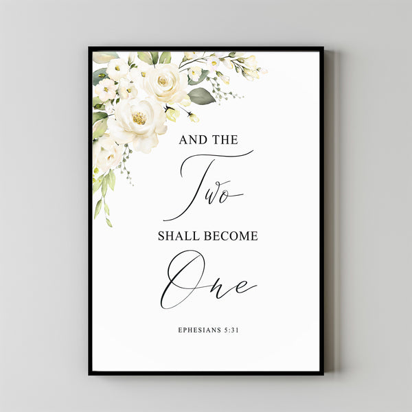 EPHESIANS 531 Two Shall Become One Bible Verse Poster, Christan Wall A ...