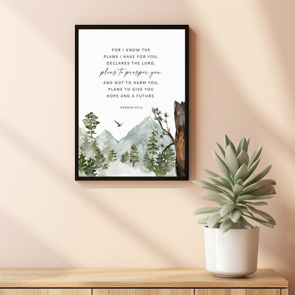 Jeremiah 2911 Bible Verse Poster, Christan Wall Art, Scripture Christi ...