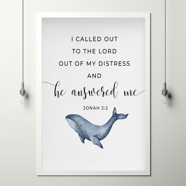 Jonah 2:2 'He Answered Me' Wall Art - Profound Bible Verse Decor for F ...