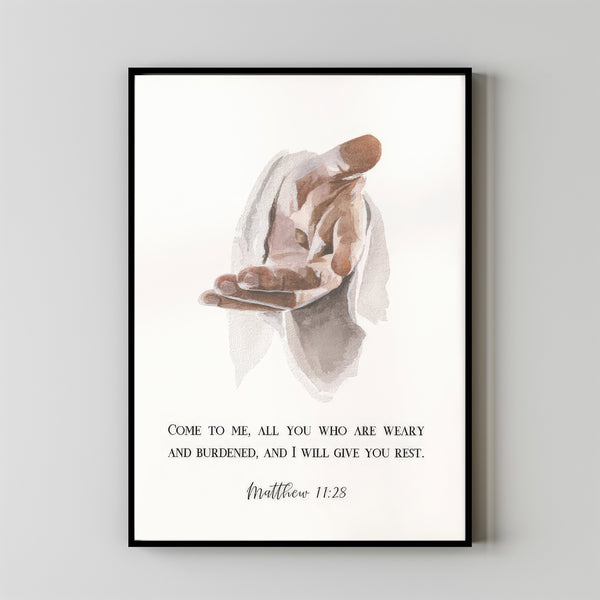 Matthew 11 28 Bible Verse Poster wall art, Come to me, all you who are ...