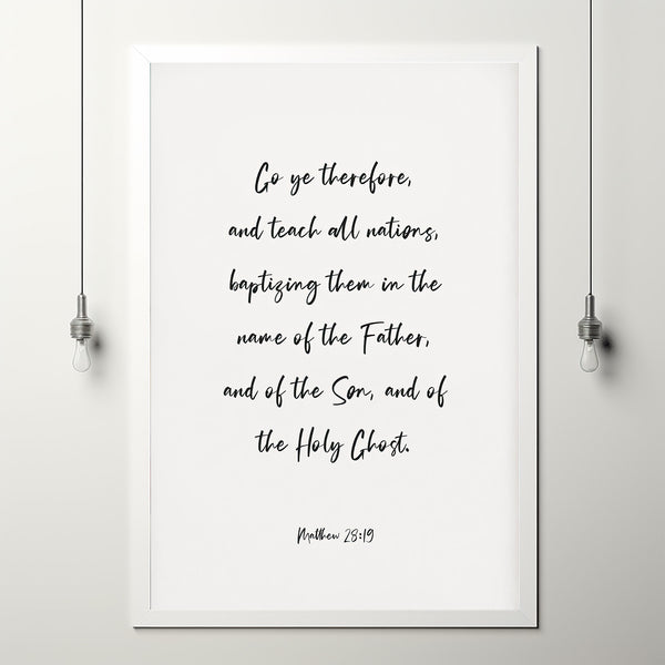 Matthew 2819 KJV Missionary Bible Verse Poster Wall Art, The Great Com ...