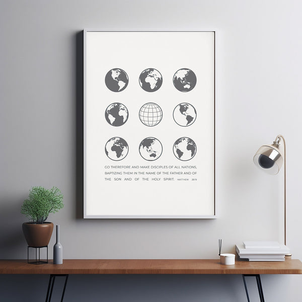 Matthew 2819 Poster Bible Verse Wall Art, The Great Commission Wall Ar ...