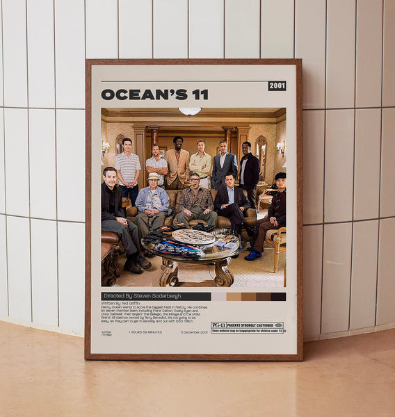 Ocean's 11 Poster, Steven Soderbergh , Minimalist Movie Poster, Vintag – mythicwall