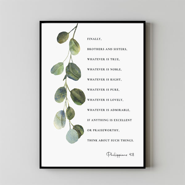 Philippians 48 Wall Art, Bible Verse Print, Botanical Scripture Wall A ...