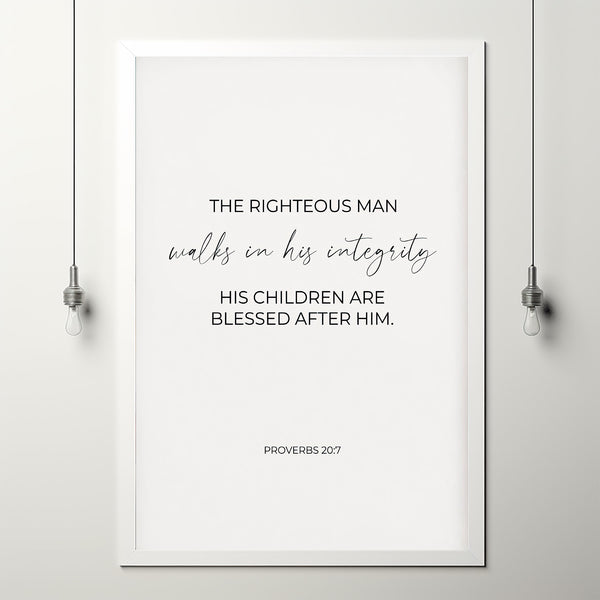 Proverbs 207, Christian Father's Day Gift, Dad Bible Verse Poster, Pas ...