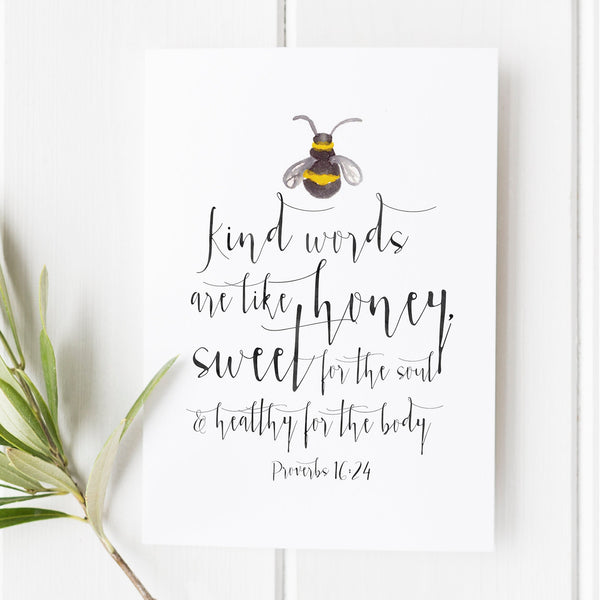 Proverbs 1624 - Kind words are like honey - Scripture Art - Bible Vers ...