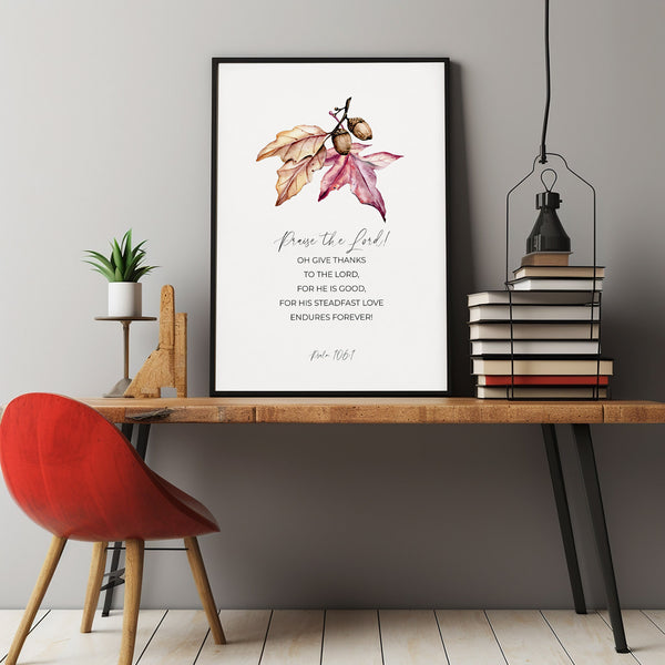 Psalm 1061 Poster Christian Thanksgiving Scripture Wall Art Decor, Fal ...