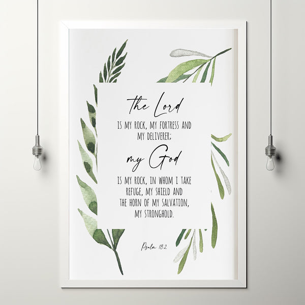The Lord Is My Rock - Psalm 18:2 Bible Verse Wall Art: Ideal Christian ...