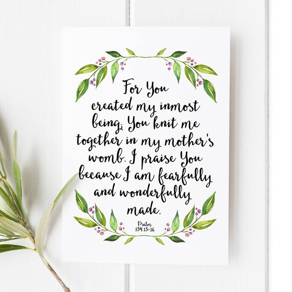 Psalm 13913-14 - For your created my inmost being - Bible verse - Chri ...