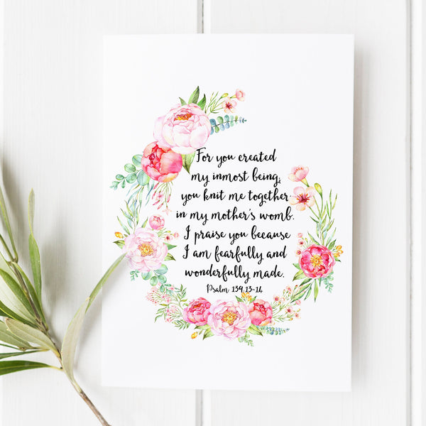 Psalm 13913-14 - For your created my inmost being - Bible verse Gift ...