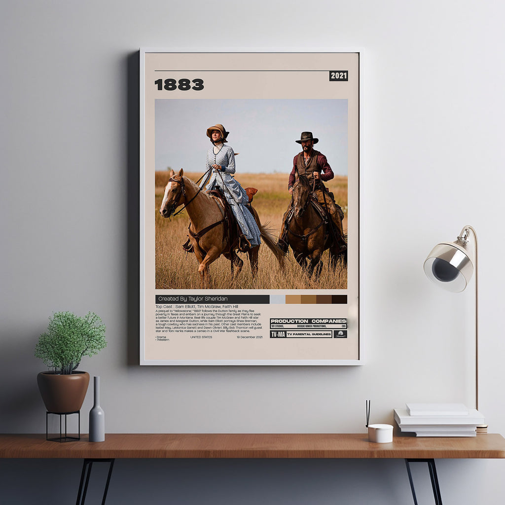 1883 Poster, Taylor Sheridan, Minimalist Tv Series, Vintage Retro Art ...