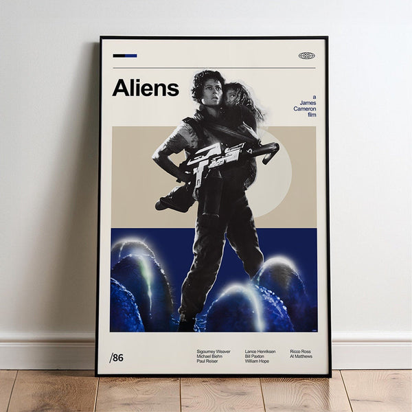 Aliens Movie Poster Minimalist Midcentury Poster Wall Art Print Retro ...