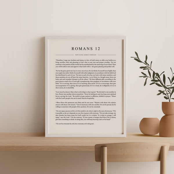 Bible Page Poster - Entire Chapter of Romans 12 (NKJV) Christian Bible ...