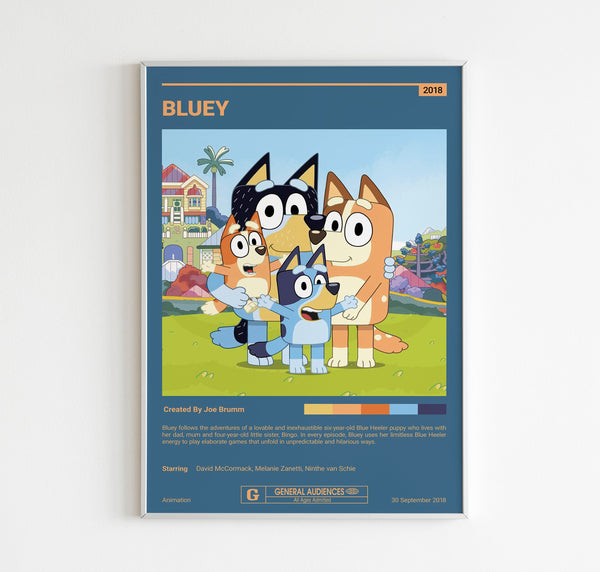Bluey Poster, Vintage Retro Art Print, Bluey, Ringo Poster, Child room ...