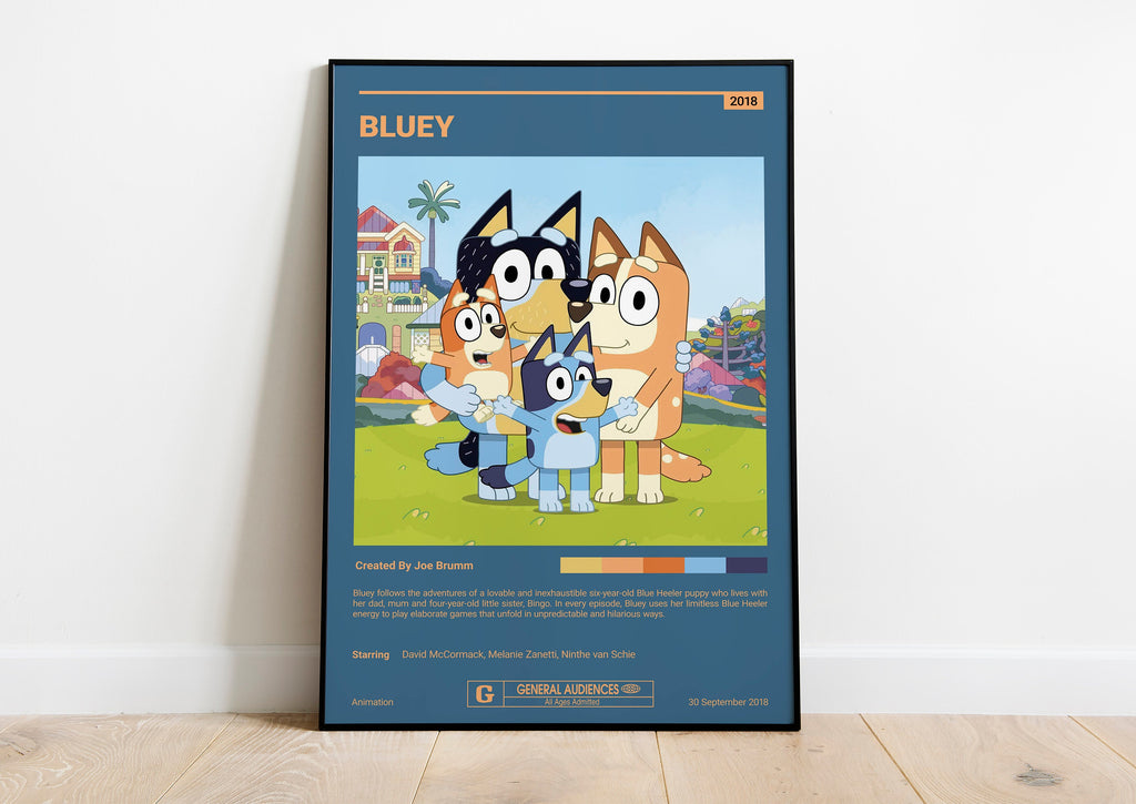 Bluey Poster, Vintage Retro Art Print, Bluey, Ringo Poster, Child room ...