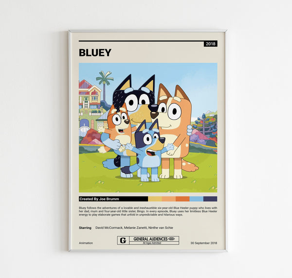 Bluey Poster, Vintage Retro Art Print, Bluey, Ringo Poster, Child room ...