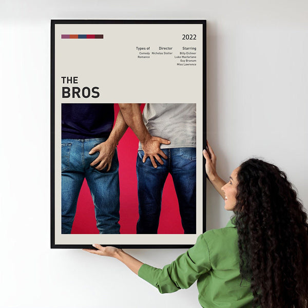 Bros Movie Poster Minimalist Midcentury Poster Wall Art Print Retro Mo ...