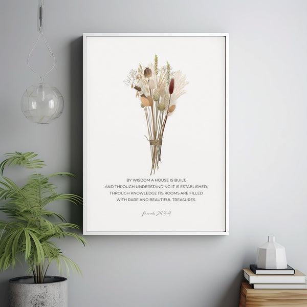 By Wisdom a House is Built Proverbs 2434 Floral Christian Scripture Wa ...