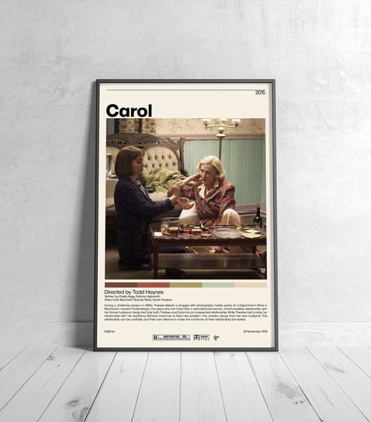 Carol Movie Poster Todd Haynes, Minimalist Movie Poster, Vintage Retro ...