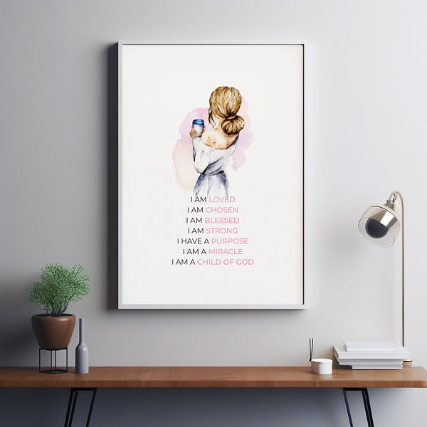 Christian Poster Affirmations Wall Art Poster, Aesthetic Scripture Aff ...