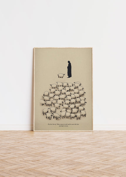 Christian Bibleverse Jesus leaves the 99 Art lost sheep parable PRINTE ...