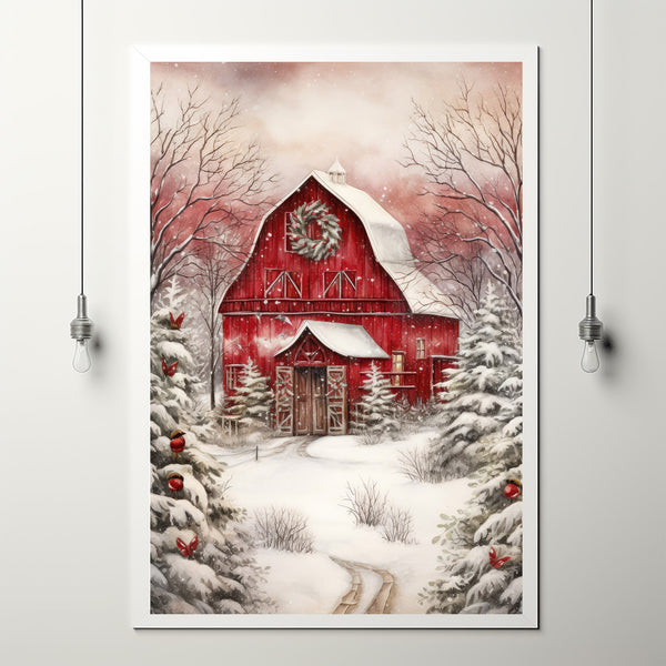 Rustic Farmhouse Wall Art | Iconic Red Barn Vintage Canvas Print | Cou ...