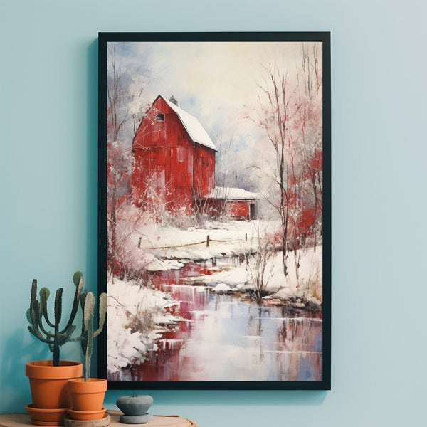 Charming Rustic Farmhouse Wall Art - Classic Red Barn Vintage Canvas P ...