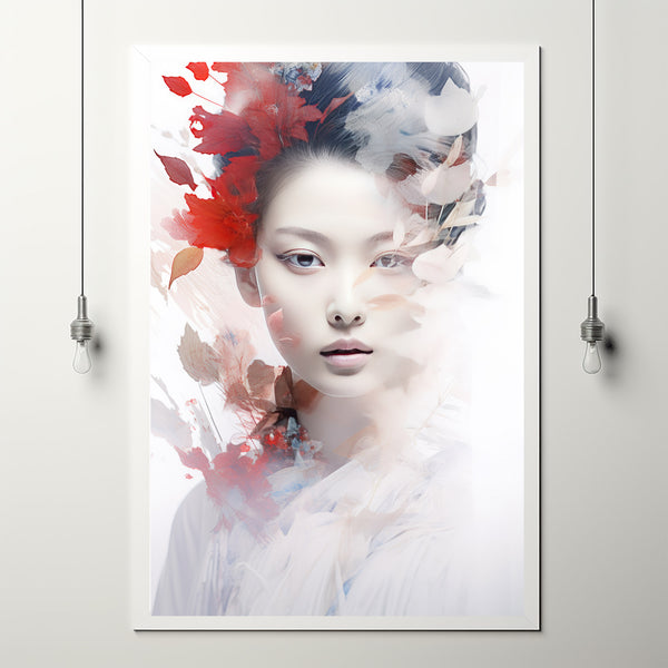 Abstract Double Exposure Poster - Asian Woman with Nature Overlay - Ar ...