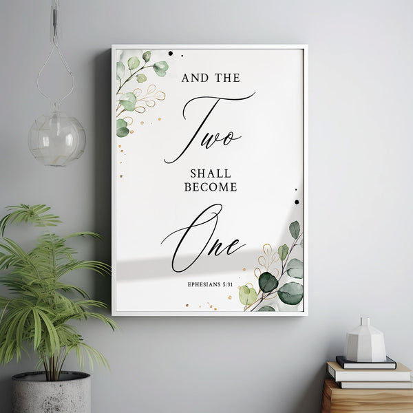 Ephesians 5:31 'Two Shall Become One' Bible Verse Christian Wedding Si ...