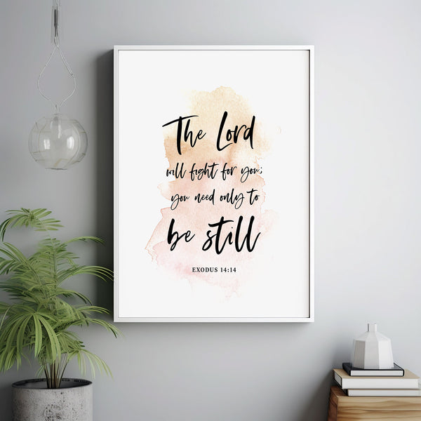 Exodus 14:14 'Be Still' Bible Verse Wall Art - Inspirational Scripture ...