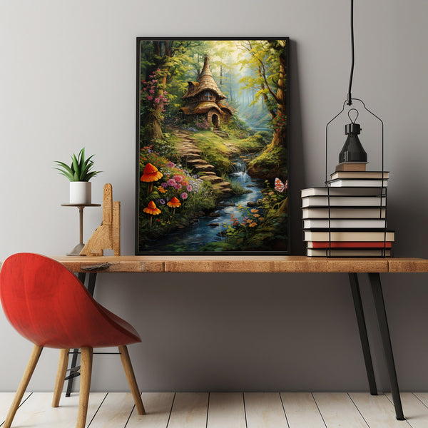 Enchanted Fairytale Forest Poster with Cozy Little Fairy - Whimsical F ...
