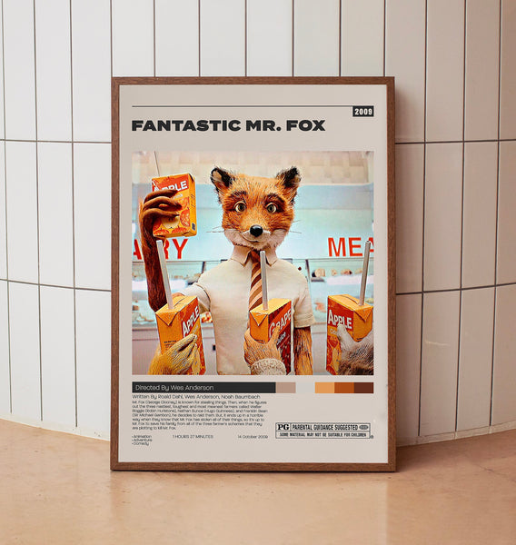 Fantastic Mr. Fox Poster, Wes Anderson , Minimalist Movie Poster, Vint ...