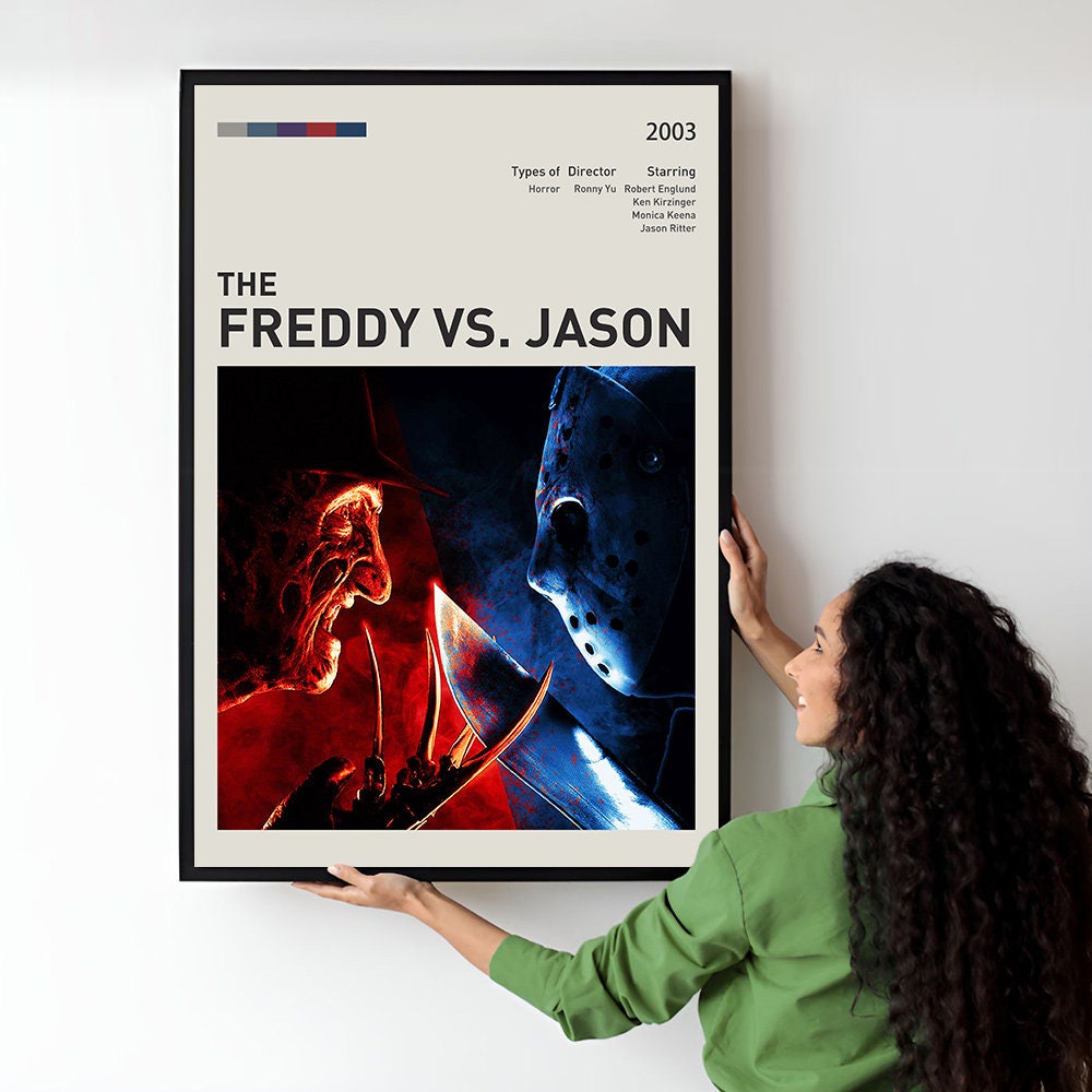 Freddy vs. Jason Movie Poster Minimalist Midcentury Poster Wall Art Pr ...