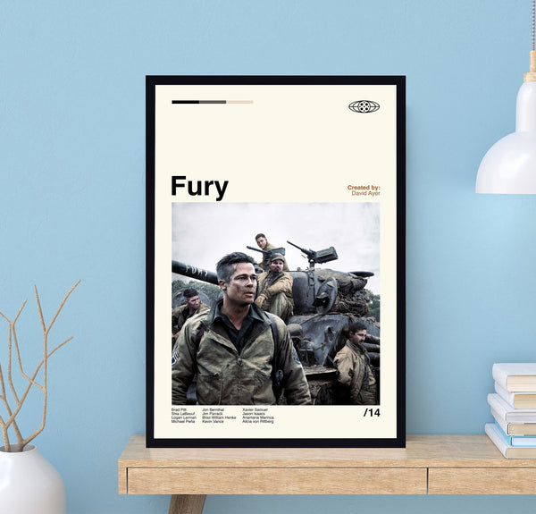 Fury Poster, Fury Movie Poster, David Ayer, Modern Poster, Midcentury ...