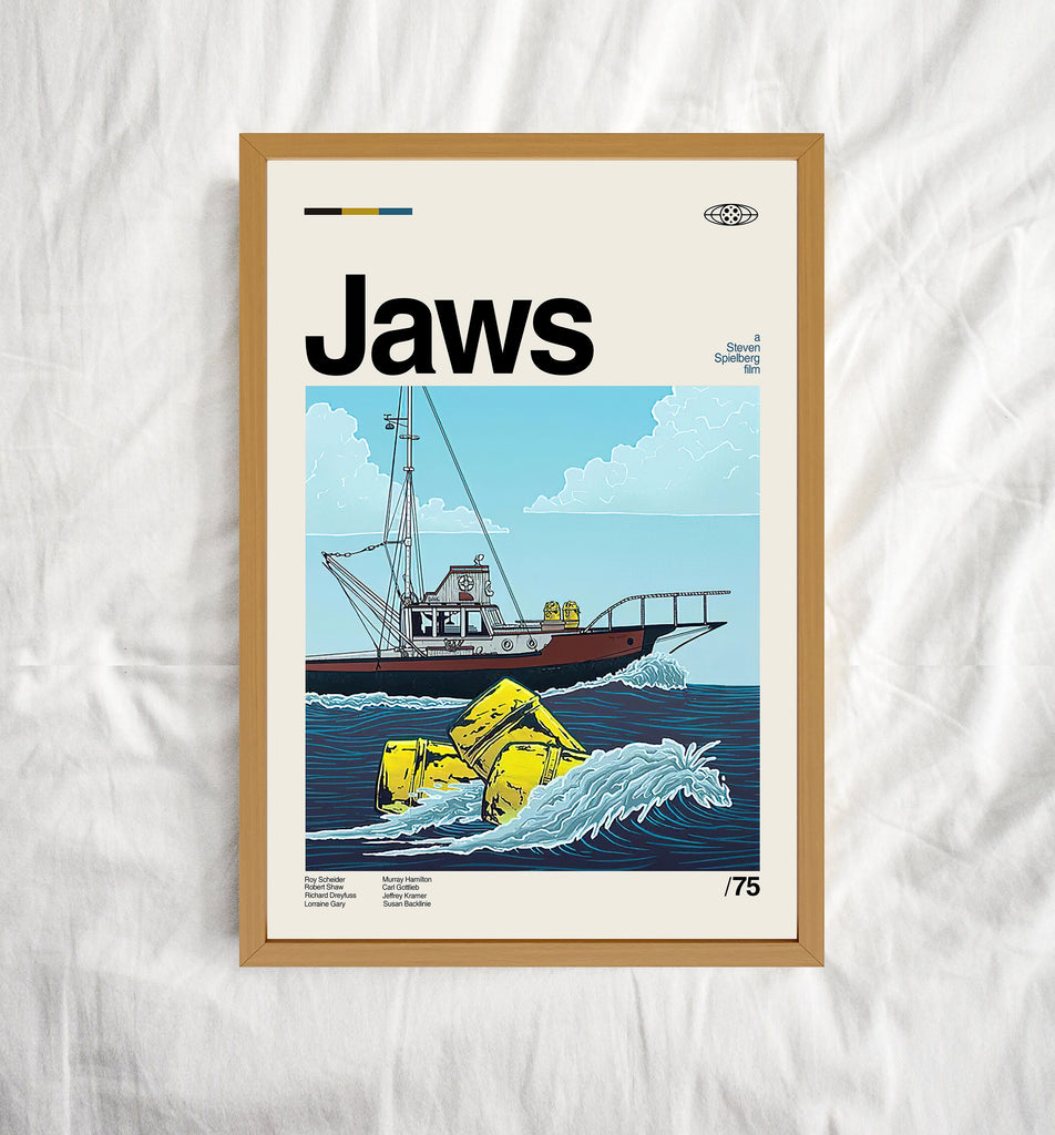 Jaws Movie Poster, Jaws Print, Steven Spielberg, Retro Poster, Minimal ...