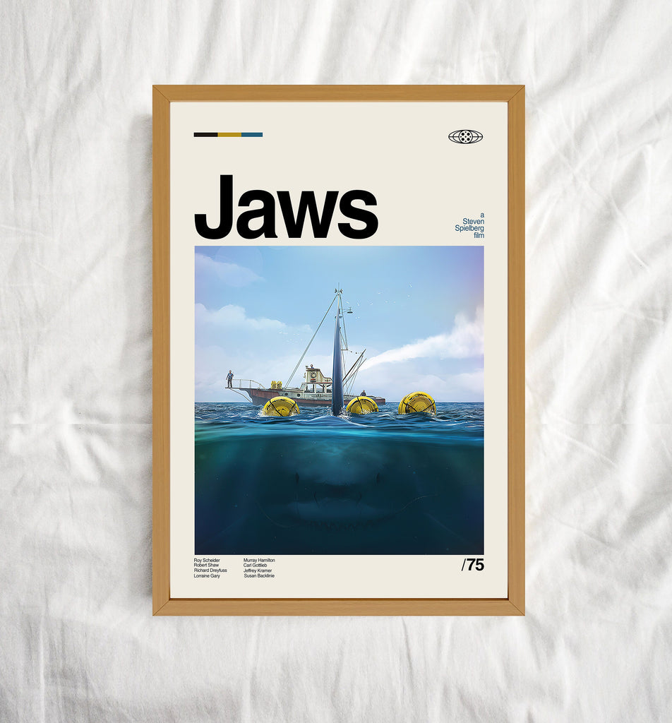 Jaws Poster, Jaws Print, Steven Spielberg, Retro Movie Poster, Minimal ...