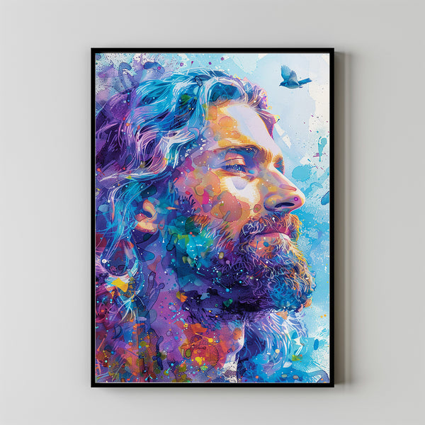 Jesus and a sparrow Muted Watercolor Poster, Christian Painting, Moder ...