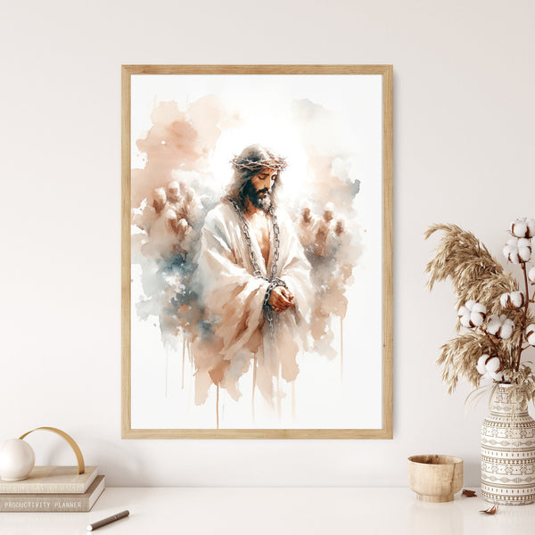 Jesus in Chains Poster The Crucifixion Bible Wall Art Boho Modern Mini ...
