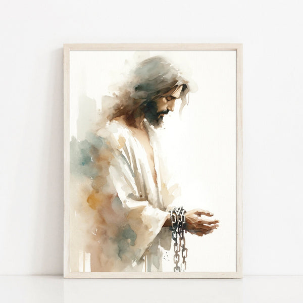 Jesus in Chains The Crucifixion Poster Bible Wall Art Boho Modern Mini ...
