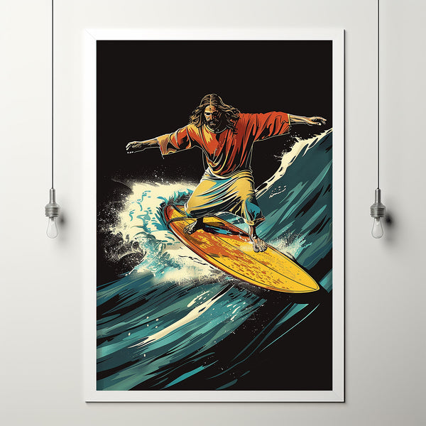 Surfing Jesus Poster - if Jesus lived today Wall Art for Print Cool Co ...