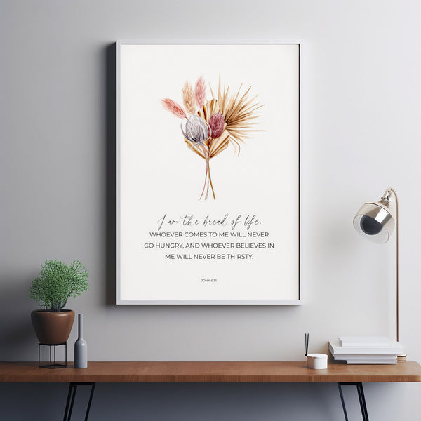 John 635 I Am the Bread of Life Boho Bible Verse Poster Wall Art Decor ...