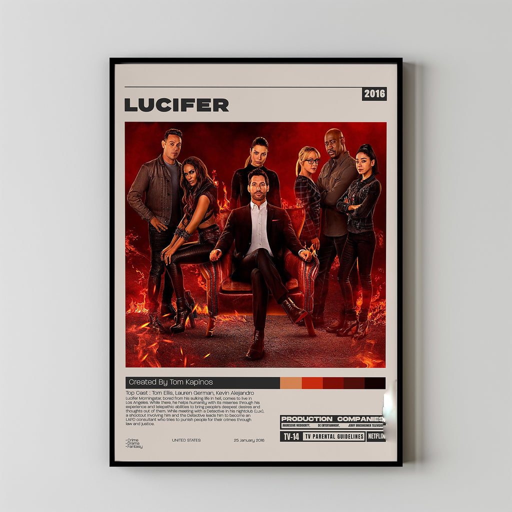 Lucifer Poster, Tom Kapinos, Minimalist Tv Series, Vintage Retro Art ...