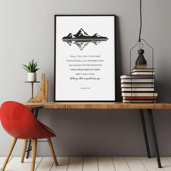 Matthew 1720 Bible Verse Poster Wall Art, Modern Line Art Christian Sc ...