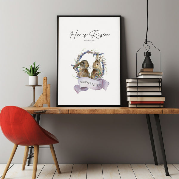 Matthew 286 Easter Poster Bible Verse Wall Art, He is Risen Resurrecti ...