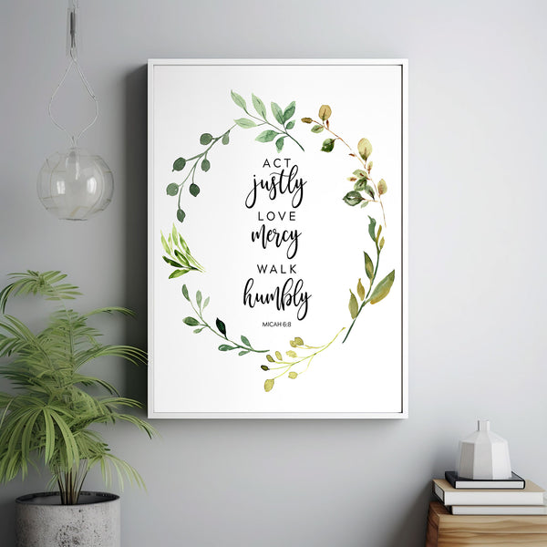 Micah 6:8 Act Justly Bible Verse Wall Art - Inspirational Scripture Po ...