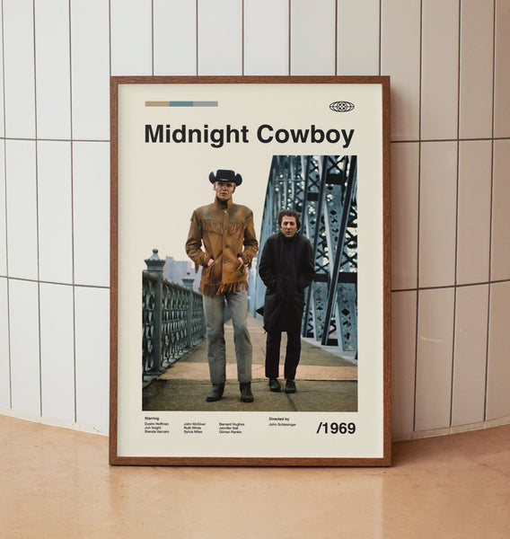 Midnight Cowboy Vintage Minimalist Movie Poster - Dustin Hoffman - Mid ...