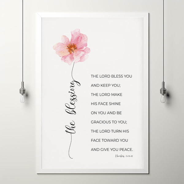 Numbers 62426 Floral Scripture Poster Wall Art, Pink Watercolor Flower ...